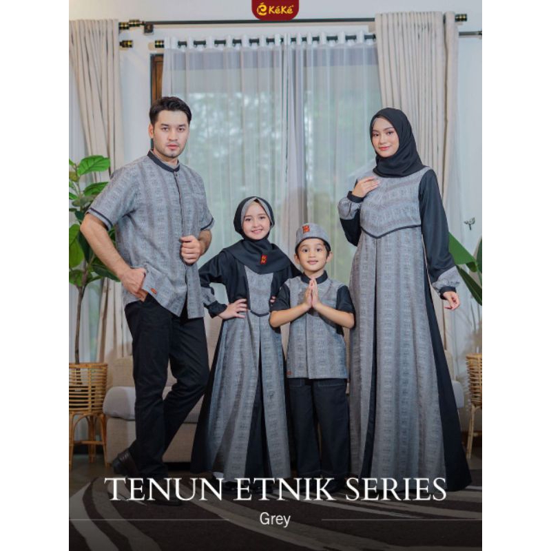 Jual KEKE-Tenun Etnik Series Grey/Gamis Koko Dewasa Anak/Sarimbit ...