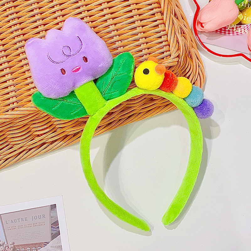 Jual Delunashop 293D Bando Karakter Bunga ulat cacing Cosplay Motif ...
