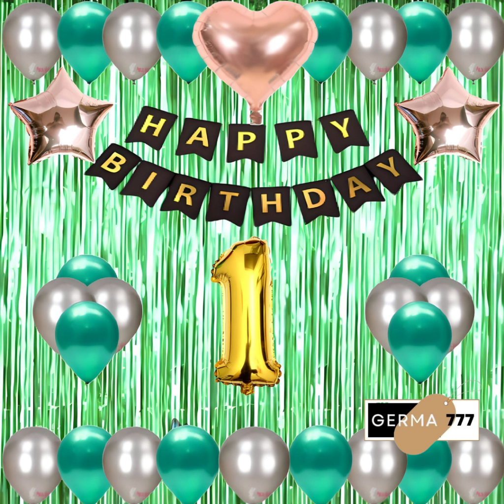 Jual Paket Set Dekor Pesta Ulang Tahun Anak Balon Silver Hijau Dekorasi ...