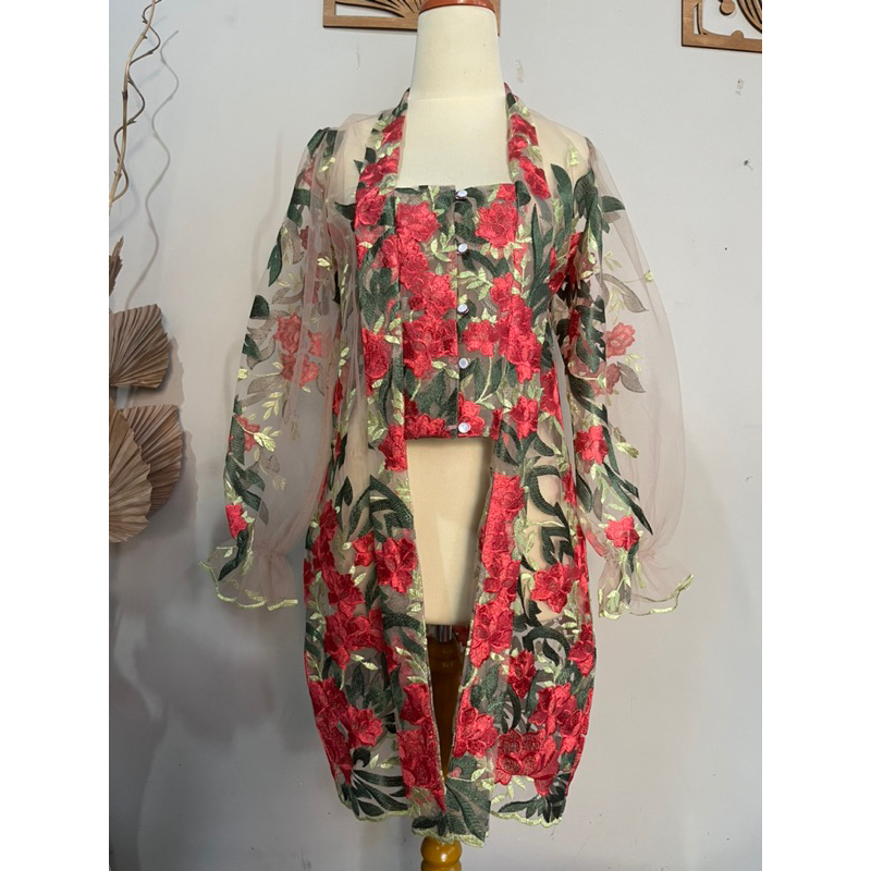 Jual !! Ready Stock !! Bianca kebaya kutubaru modern - bunga merah I ...