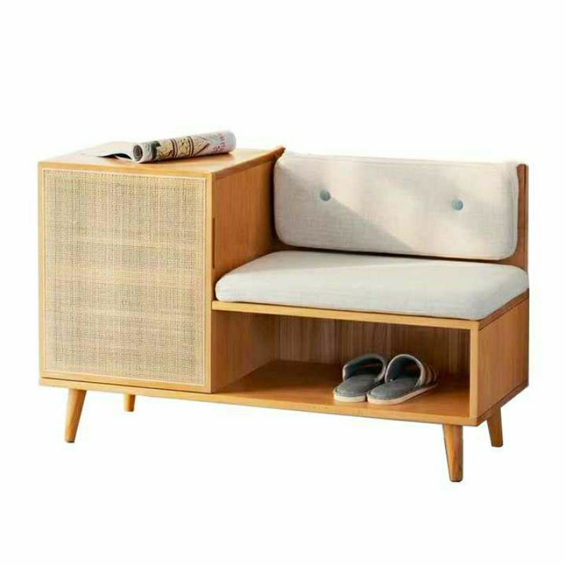 Jual RAK SEPATU/SOFA BENCH DENGAN PENYIMPANAN KAYU JATI SOLID KOMBINASI ...