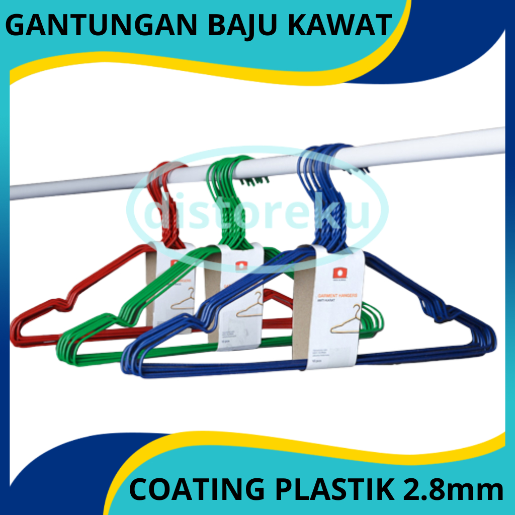 Jual IK - 10 pcs Gantungan Baju Kawat Coating Plastik HANGER COATING ...