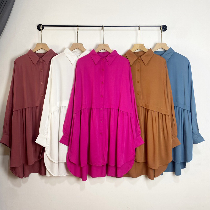 Jual Aluna Tunik Rempel Polos Basic Twill | Shopee Indonesia
