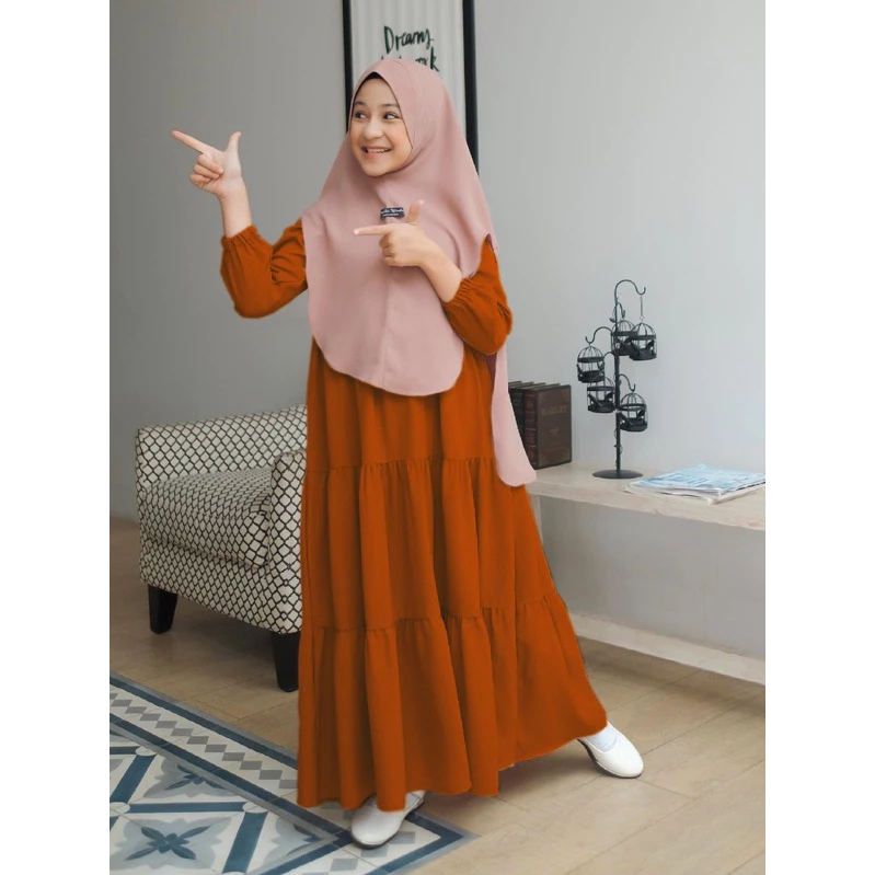 Jual Gamis anak Usia 7-12 Tahun Warna Merah Bata | Shopee Indonesia
