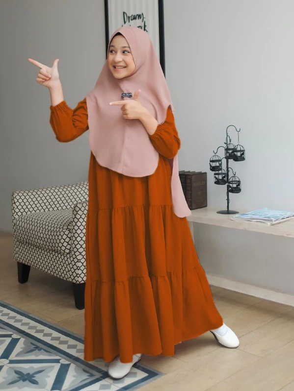 Jual Gamis anak Usia 7-12 Tahun Warna Merah Bata | Shopee Indonesia