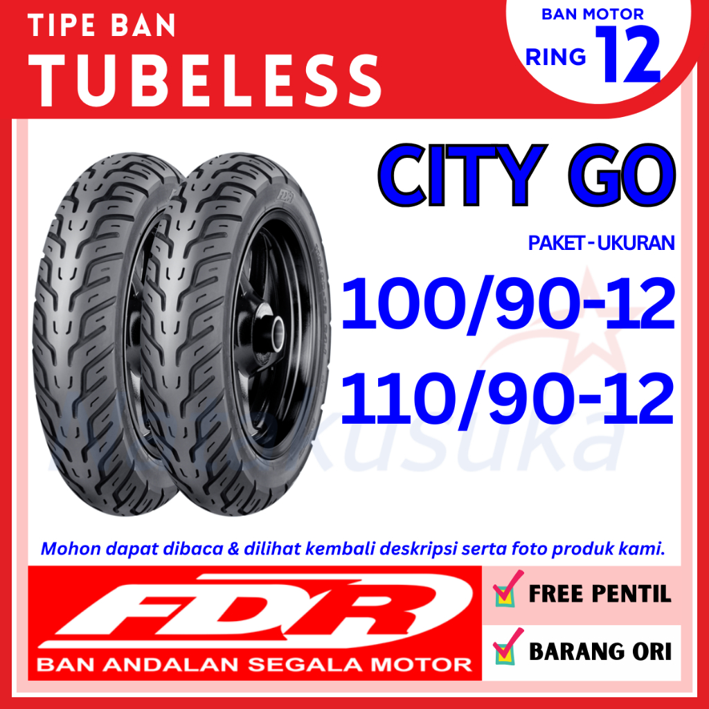 Jual [Paket Hemat] FDR City Go 100/90 & 110/90 - 12 Tubeless (TL ...