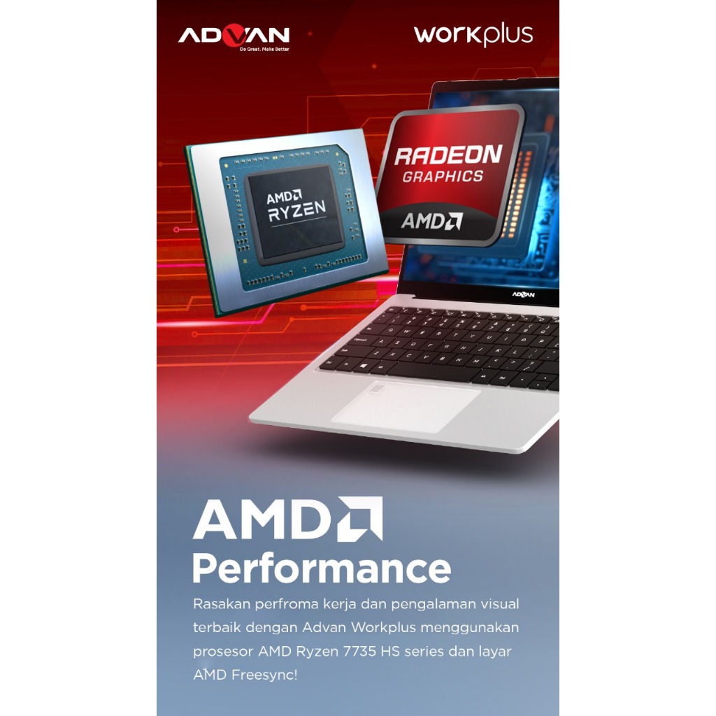 Jual ADVAN Laptop WorkPlus AMD Ryzen 7 7735HS RAM16/ SSD 512GB W11 14 ...