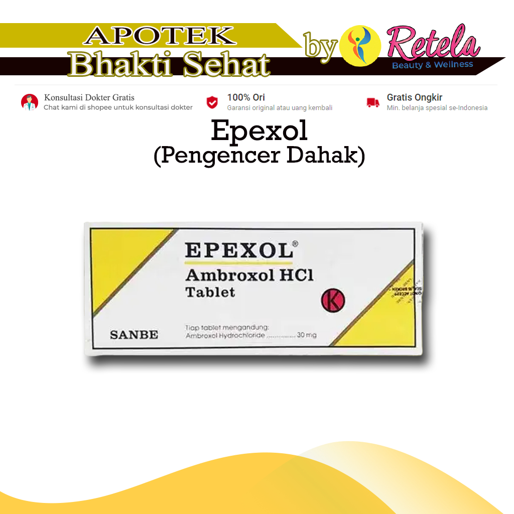 Jual EPEXOL 30MG TABLET 1 STRIP 10 TABLET/Ambroxol/Pengencer Dahak ...