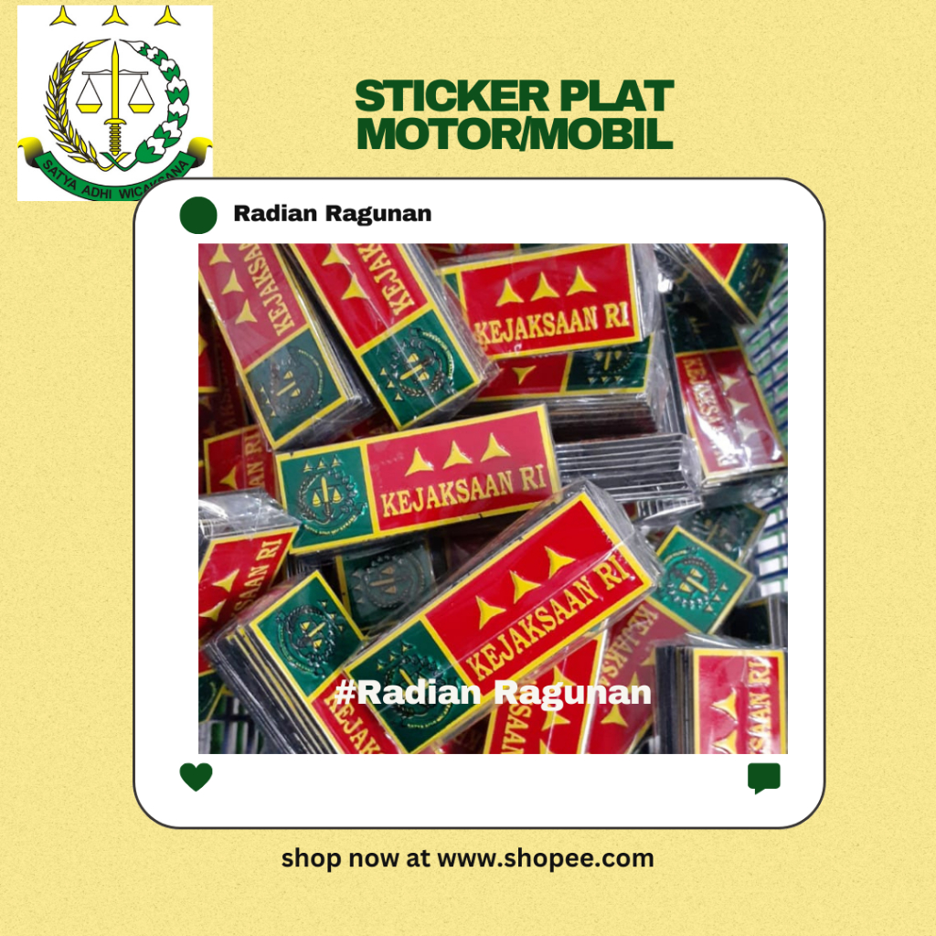 Jual STIKER PLAT MOBIL/MOTOR | KEJAKSAAN RI | Shopee Indonesia
