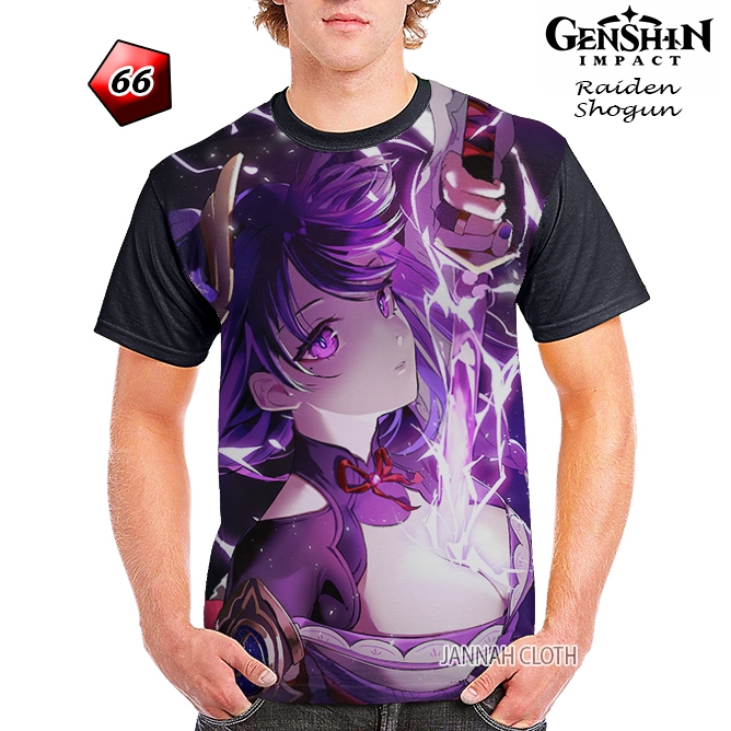 Jual Kaos Game Genshin Impact Raiden Shogun Electro Sword Kode GI-66 ...