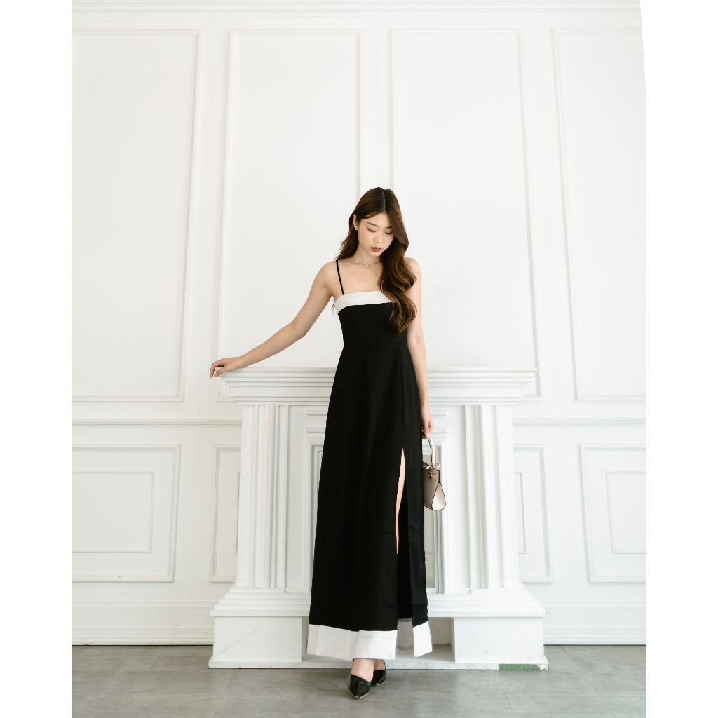 Jual HER VOGUE Kelly Dress | hitam putih longdress party pesta ...