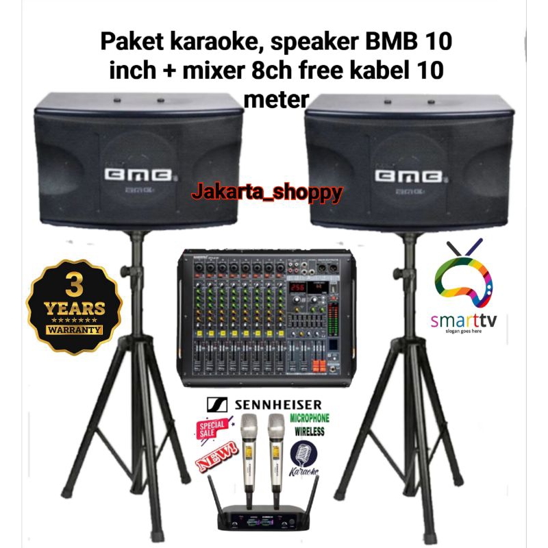 Jual Paket karaoke sistem 10 inch bmb plus mixer power free mic ...