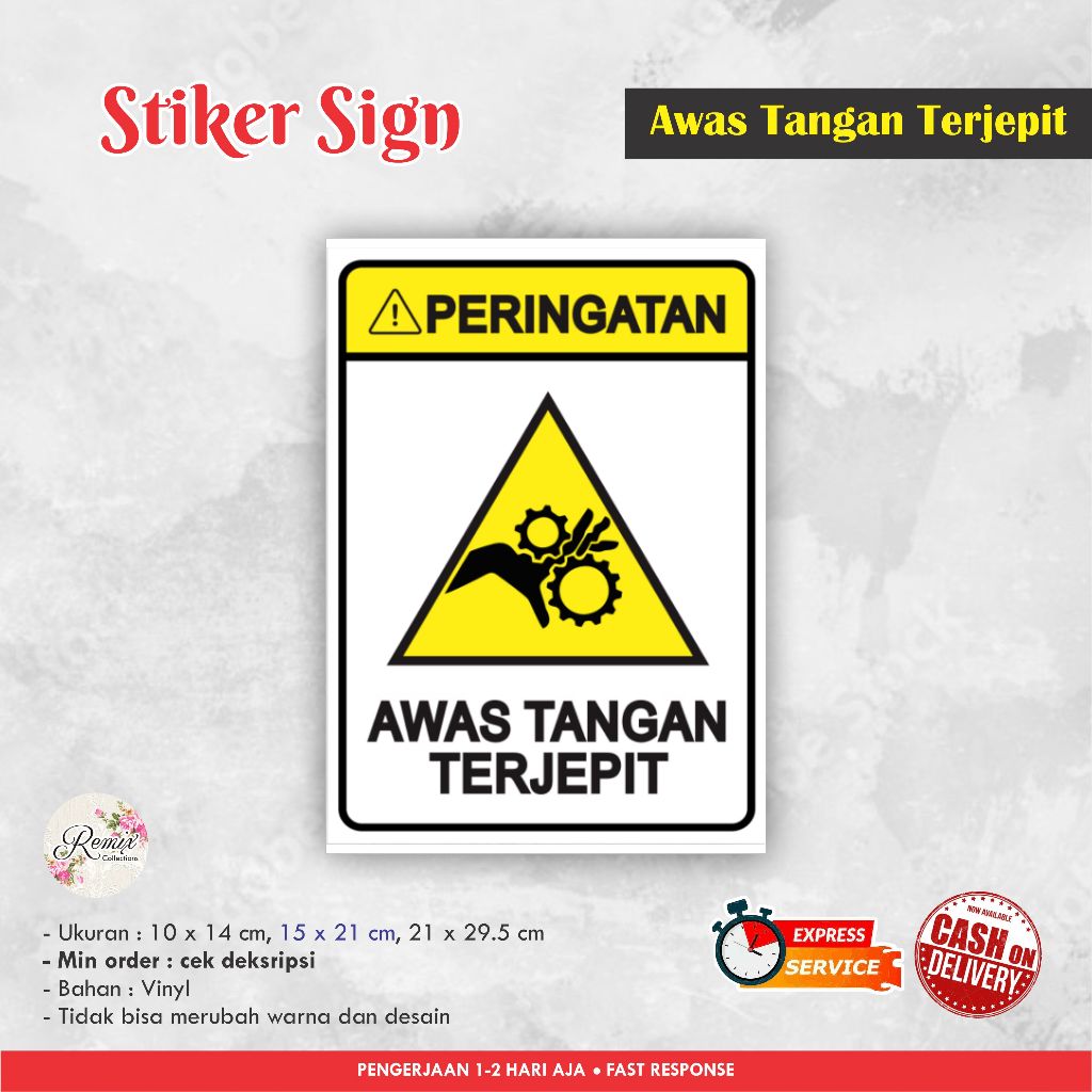 Jual STIKER SIGN AWAS TANGAN TERJEPIT VINYL / STIKER PERINGATAN / SIGN ...