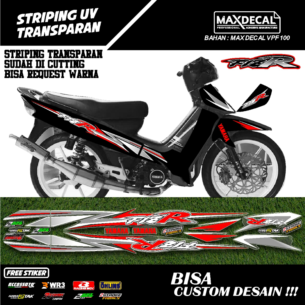 Jual striping fiz r transparan hologram putih sticker racing yamaha ...