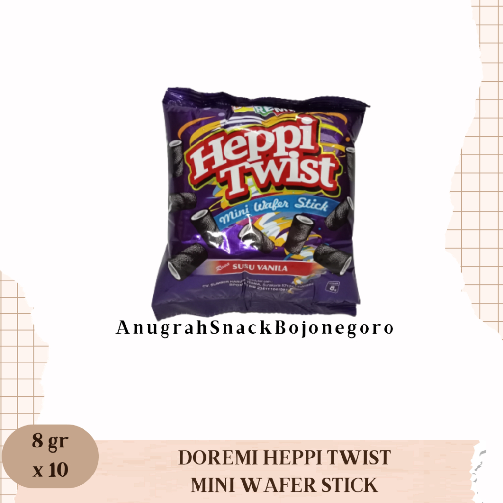 Jual Doremi Heppi Twist Mini Wafer Stick Renceng 8gr x 10 | Shopee ...