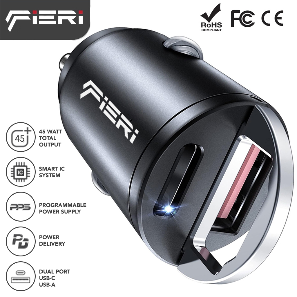 Jual Fieri Car Charger D2‑X 45 W Mini Design - USB‑C & USB‑A PD PPS ...