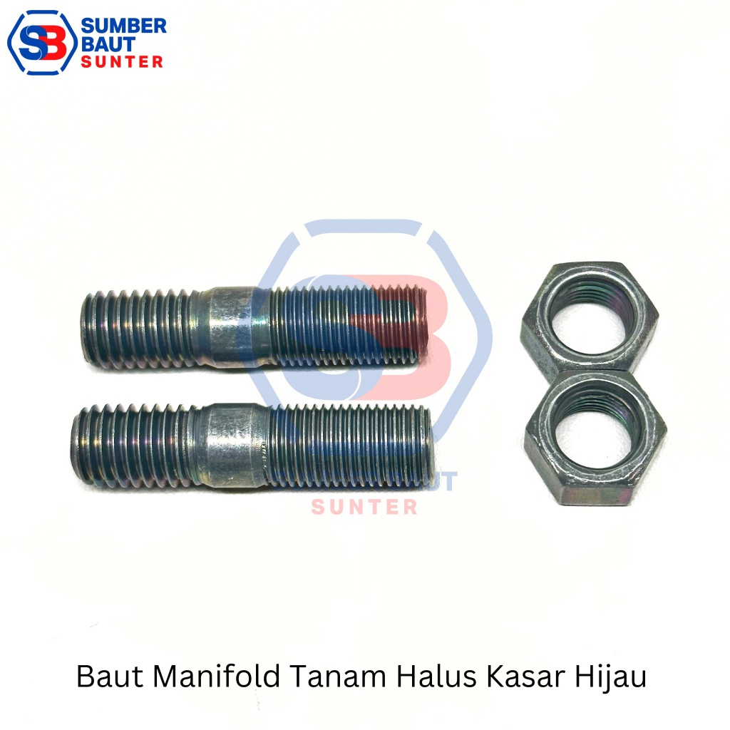 Jual M12 x 1.25 x 1.75 x 50 Baut Tanam Manifold + Mur Drat Halus Kasar ...