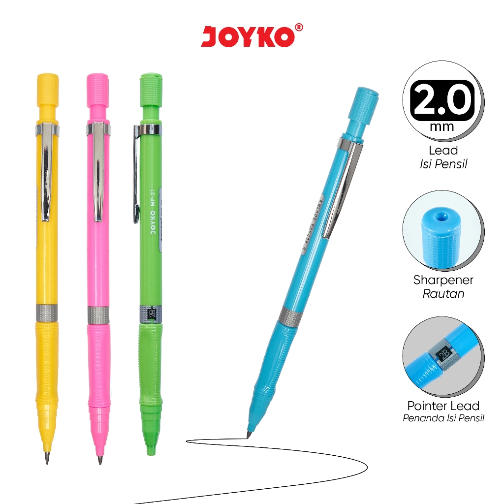 Jual Joyko Mechanical Pencil 2.0mm TEBAL / Pensil Mekanik 2.0 Joyko MP ...