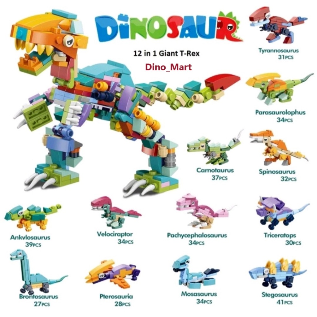 Jual Brick Dinosaurus 12 in 1 Giant T-Rex - Brick Dinosaur Star Merry ...