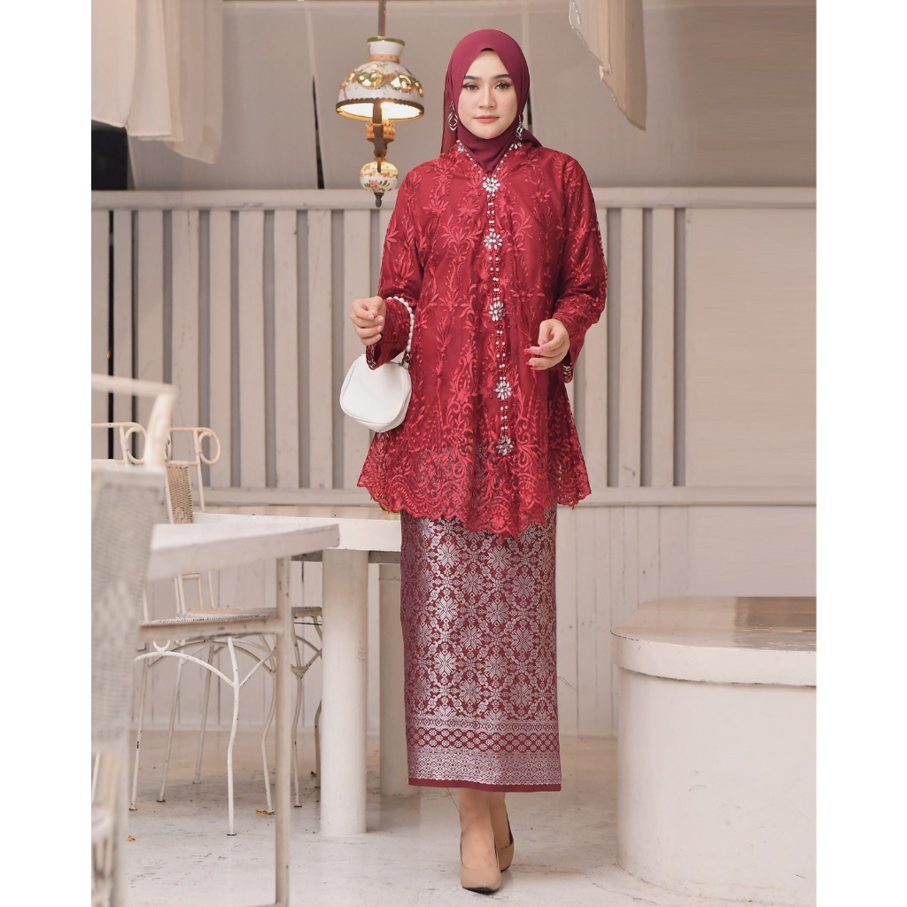 Jual Setelan Kebaya Modern Kekinian Kebaya Encim Tile Rok Songket Full ...