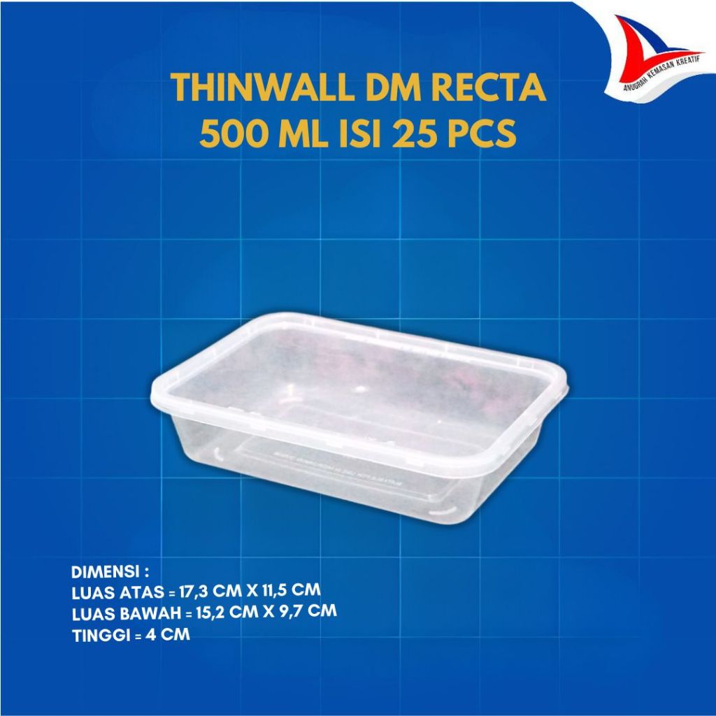Jual Thinwall Dm Recta 500 Ml / Kotak Plastik Isi 25 Pcs | Shopee Indonesia
