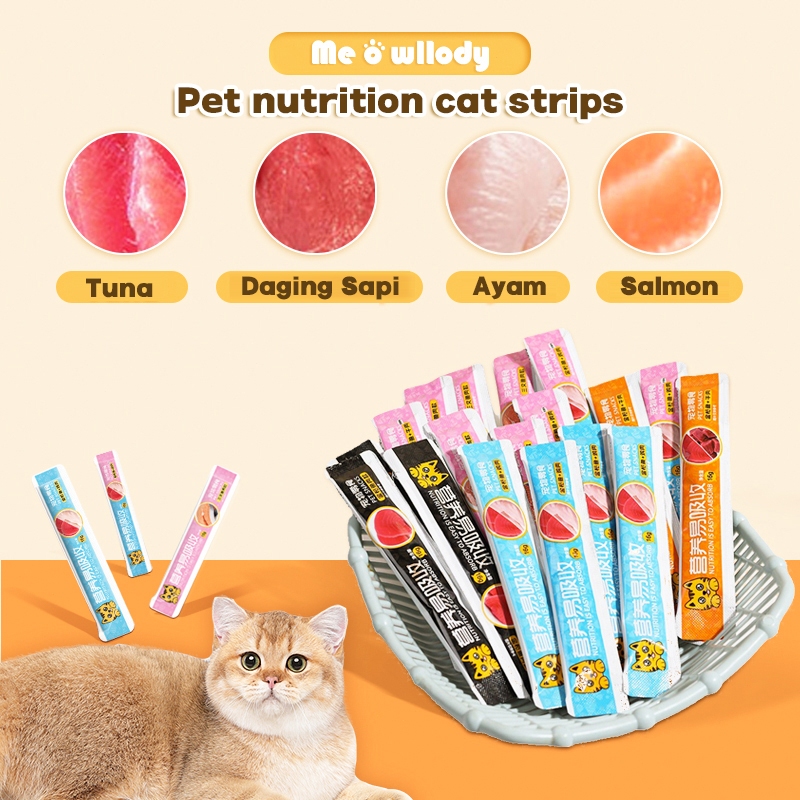 Jual Makanan kucing Cemilan Kucing hewan peliharaan cat strip 16g Cat ...