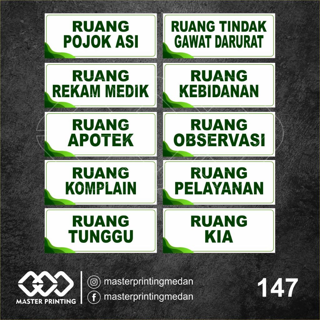 Jual 147 - Stiker Nama Ruangan di Rumah Sakit, Puskesmas, dan Poli ...