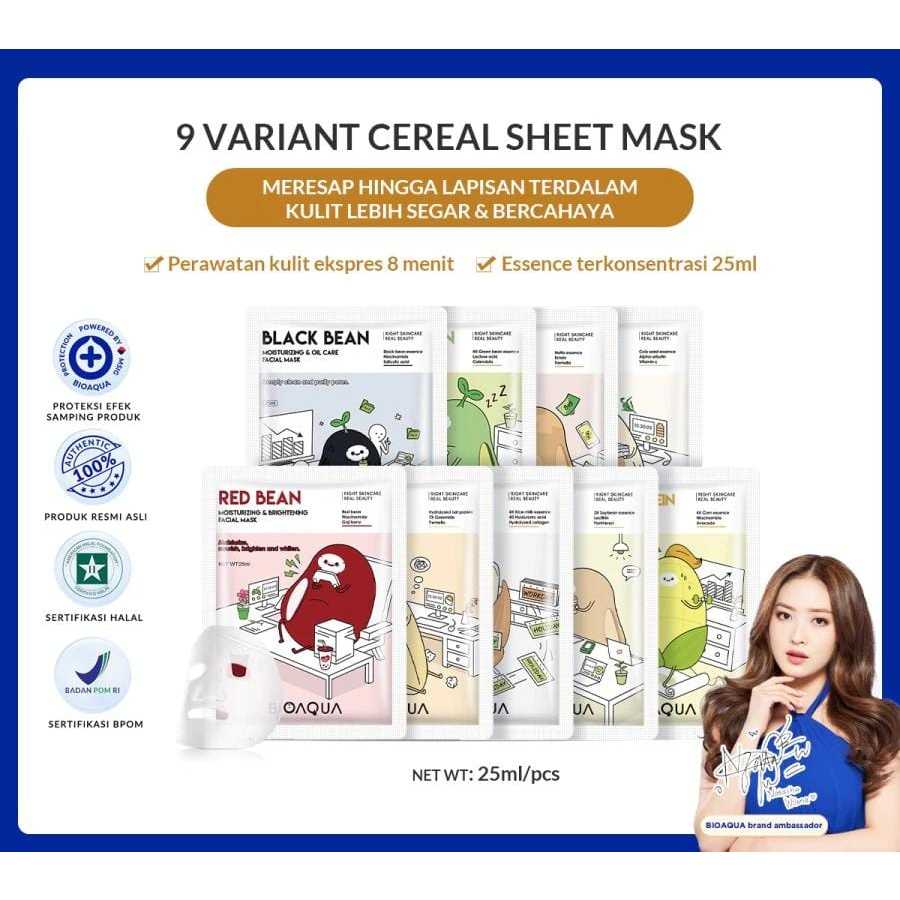 Jual BIOAQUA Masker Wajah Cereal Sheet Mask & Biji Buah Face Mask 25ml ...