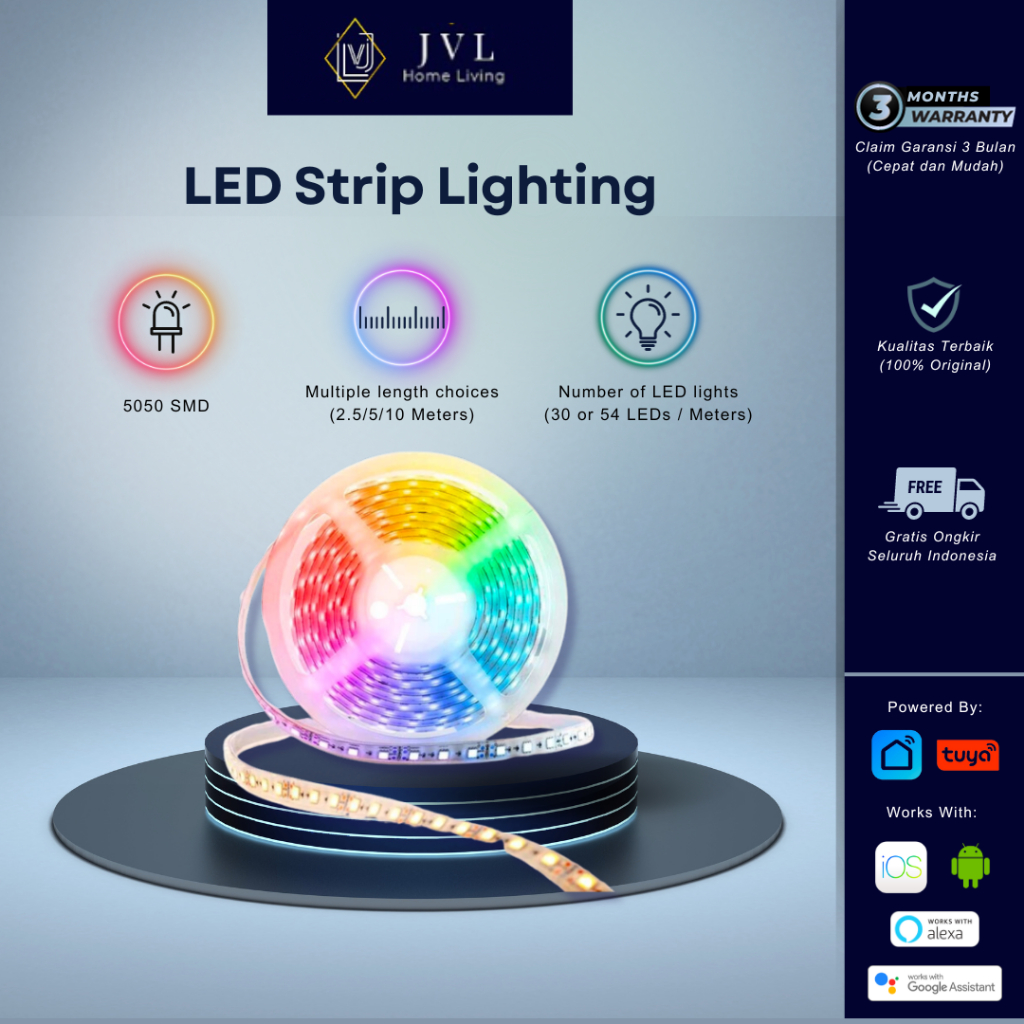Jual JVL - Smart Strip Light Led RGBW Set 5050 Bright Gaming Lights ...
