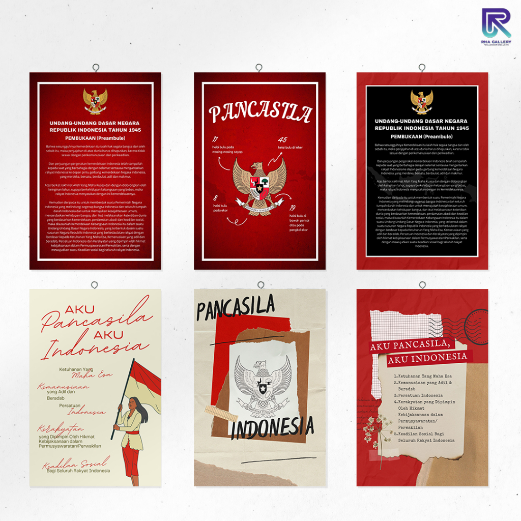 Jual RHA GALLERY Hiasan Dinding UUD 1945 Kemerdekaan Pancasila Edukasi Pajangan Sekolah Dekorasi ...