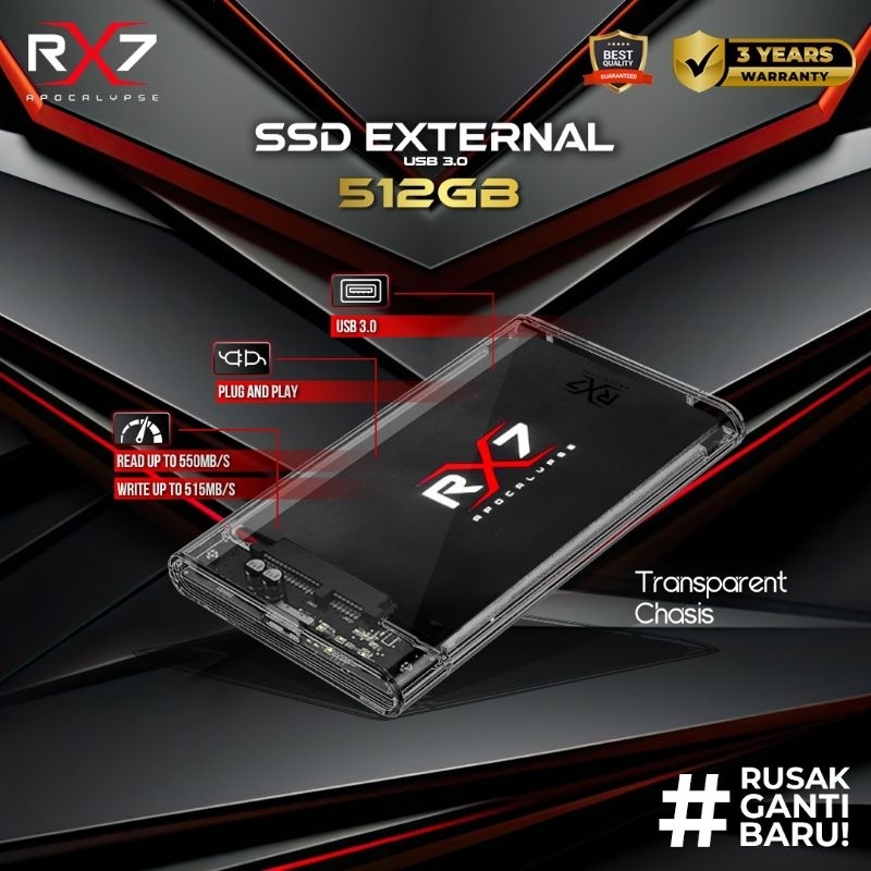 Jual SSD EXTERNAL / PORTABEL / ENCLOSURE RX7 512GB USB 3.0 RESMI ...