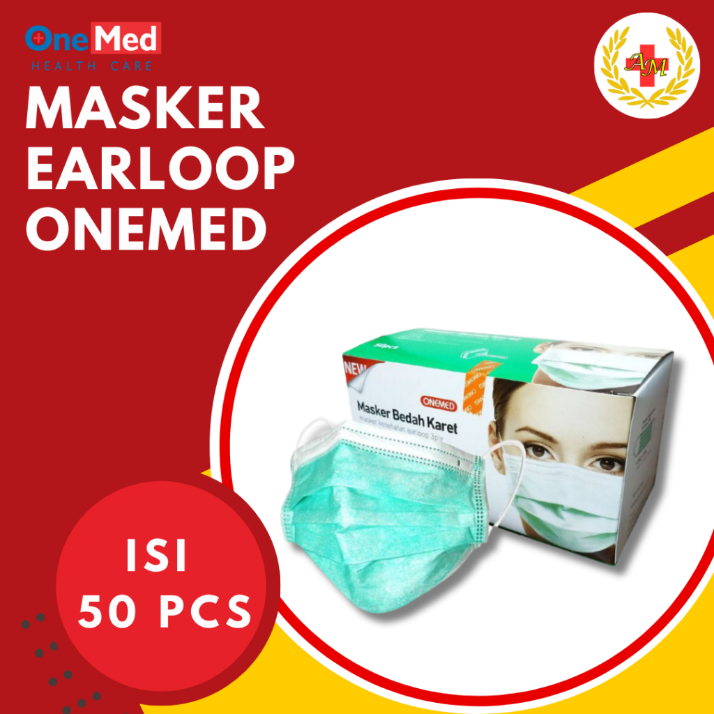 Jual Masker Bedah Karet Earloop Merk Onemed/ Masker Kesehatan 3 Ply 50 ...