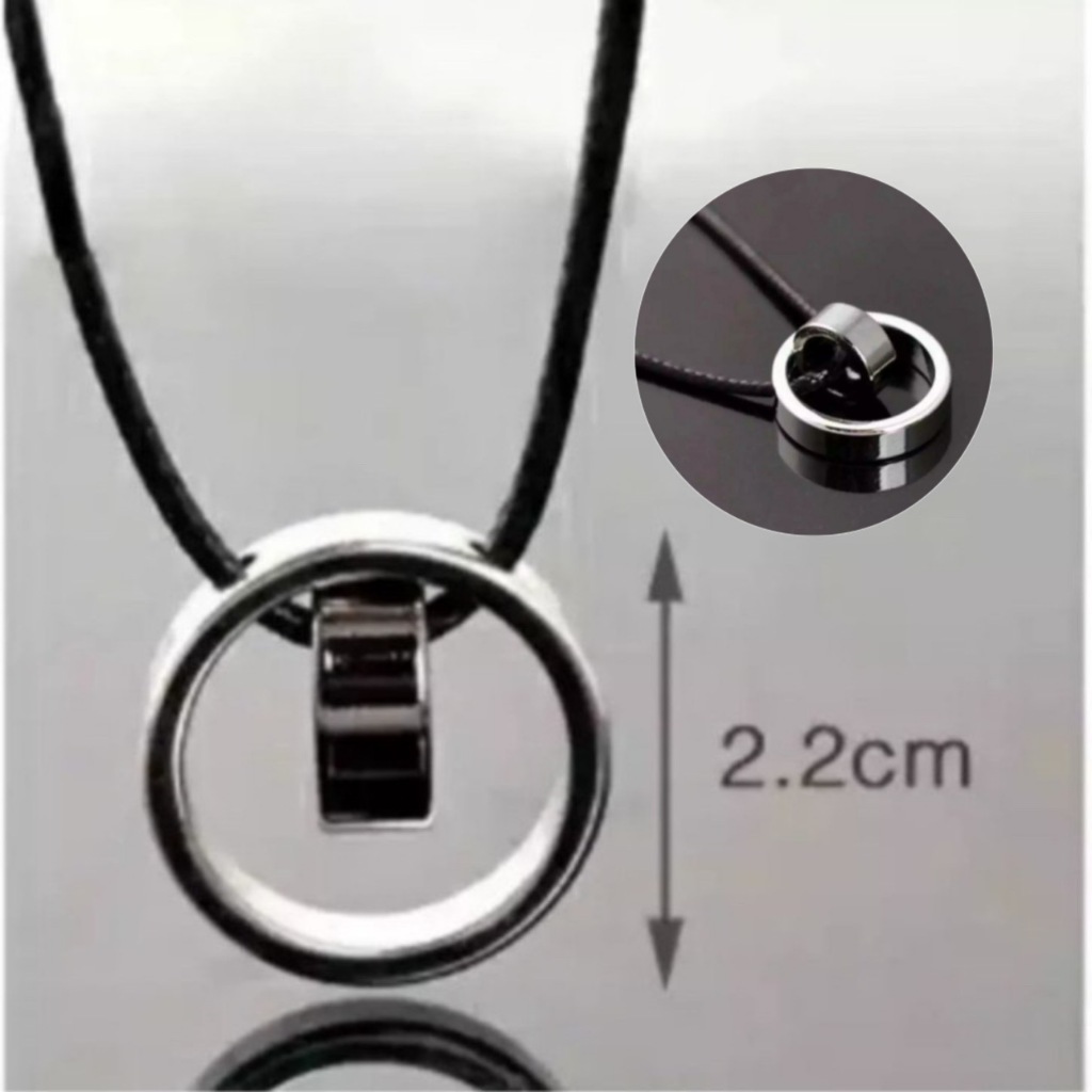 Jual Kalung Tali Hitam Liontin Cincin Baja Pria New Necklace Bandul ...