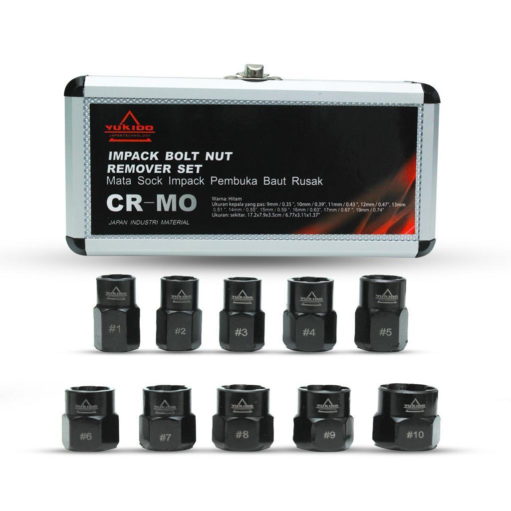 Jual YUKIDO MATA SOCK PEMBUKA BAUT RUSAK BAHAN CR-MO IMPACT BOLT NUT REMOVER | Shopee Indonesia