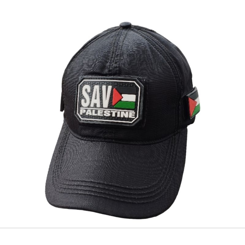 Jual Topi bdu tactical hitam + logo save palestine dan bendera indonesa ...