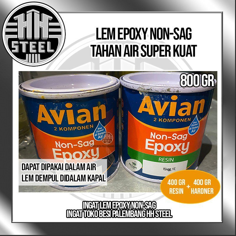 Jual Lem Epoxy Avian Non Sag 2 Komponen 800 gram 2 kaleng (resin 400 gr ...