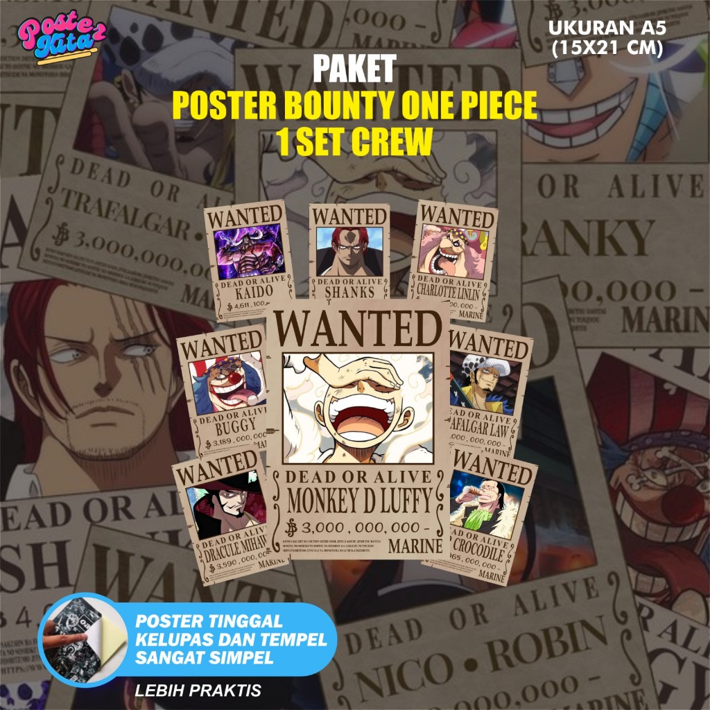 Jual Poster Bounty One Piece 1Set Crew Size A5 | Shopee Indonesia