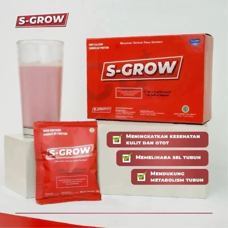 Jual S-GROW SUSU PENINGGI BADAN ISI 10sachet/1BOX, SUSU KALSIUM MURNI ...