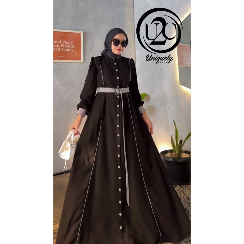 Jual gamis dress abaya Layla premium hitam polos cantik keren mewah ...