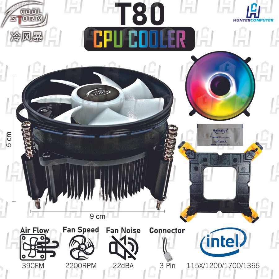 Jual GAMING CPU COOLER RGB FAN PROC INTEL CoolStrom T80 | Shopee Indonesia