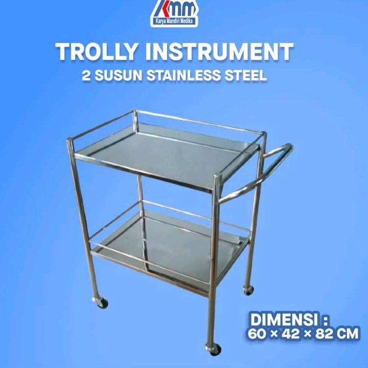 Jual Meja Troli Instrumen 2 Rak Stainless || Trolley 2 Susun | Shopee ...
