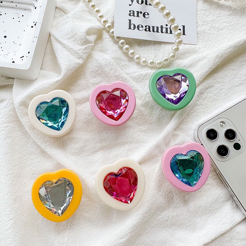 Jual UNIVERSAL Popsocket Colorful Shiny Diamond Heart [Biasa / Magnetic ...
