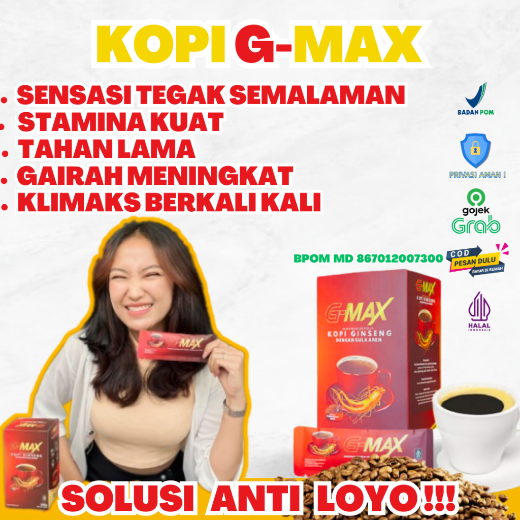 Jual Kopi Penambah Stamina Pria Dewasa - Gmax Kopi Herbal Pria Kuat Tahan Lama 100% Original ...