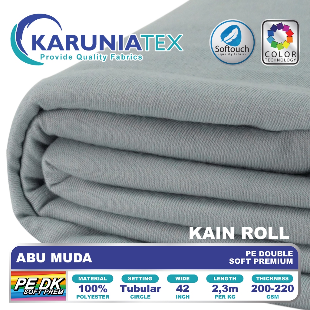 Jual Kain Kaos PE Double Soft Premium Rollan | Abu Muda | Karunia ...