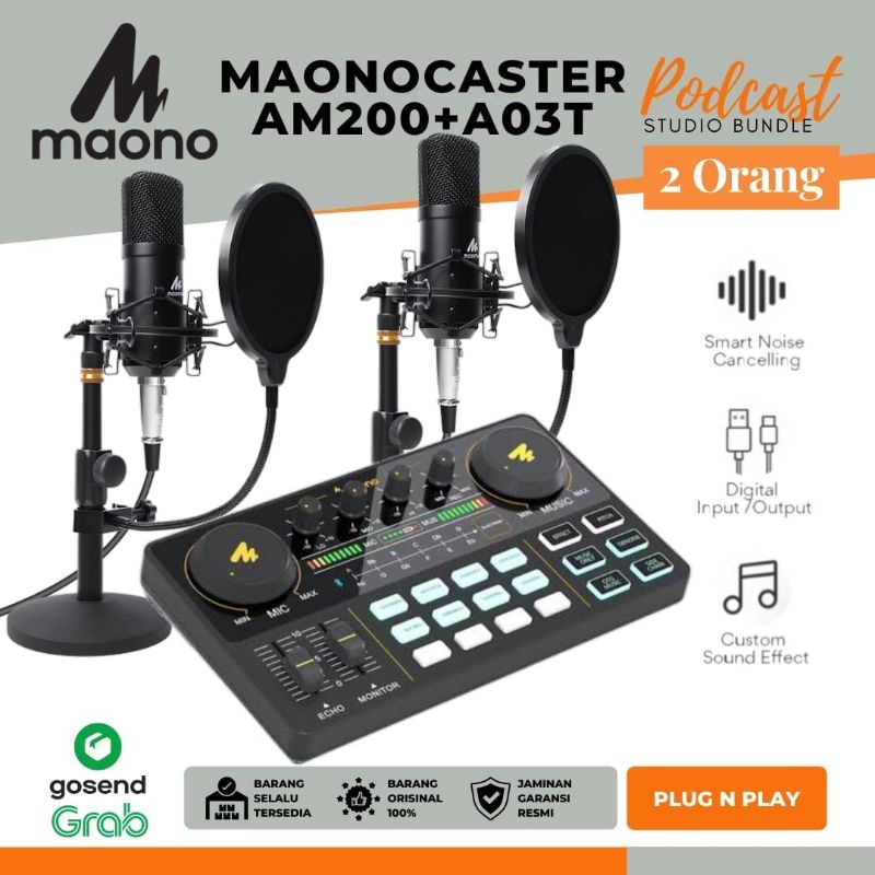Jual MAONO AU-AM200 PLUS 2 MIC MAONO AU-A03T PAKET PODCAST BERDUA ...