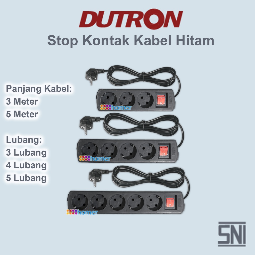 Jual DUTRON Stop Kontak Original BER SNI colokan hitam sambungan kabel ...