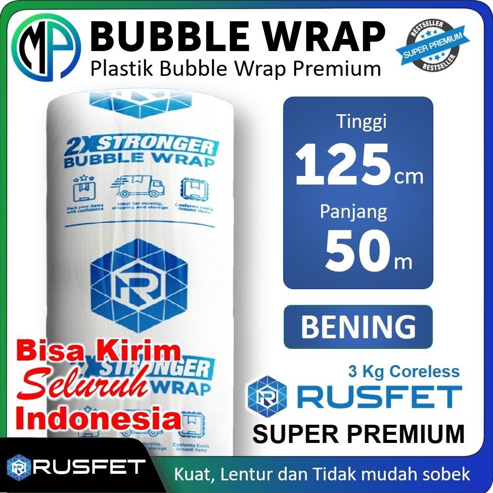 Jual Plastik Packing Bubble Buble Wrap Rusfet Roll 125cm x 50m Rusfet ...