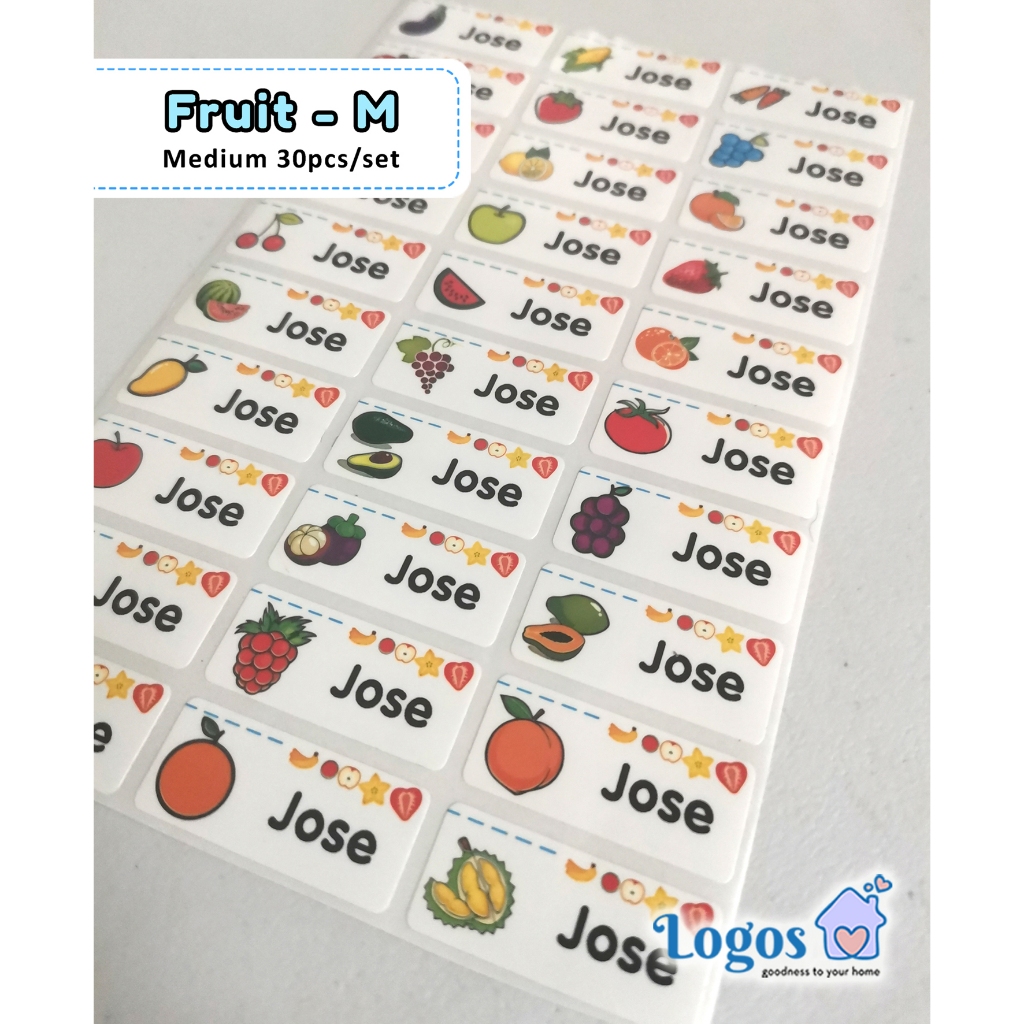 Jual Fruits Label Nama waterproof Sticker nama anak sticker buah-buahan ...