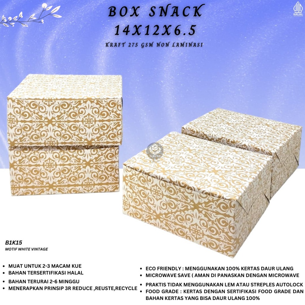 Jual Snack Box Box Snack Dus Snack Dus Roti B1K15-14X12X6.5-No ...