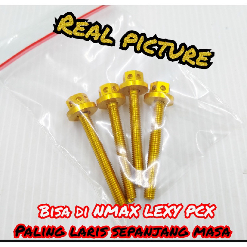 Jual baut monel visor winshield all new Nmax 2020 gold | Shopee Indonesia